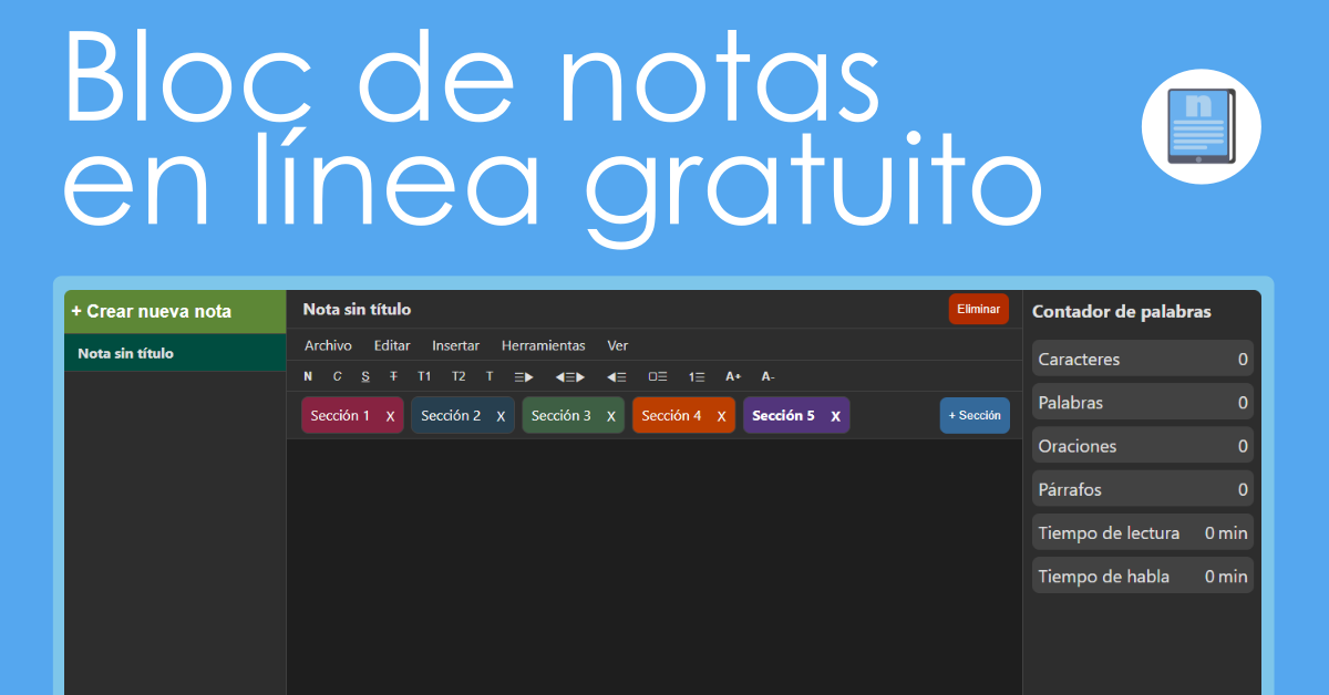 Bloc de notas en línea – Editor de texto gratis con plantillas